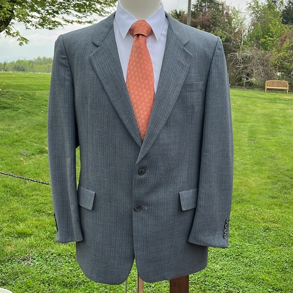 Dior | Suits & Blazers | Christian Dior Charcoal Wblue And Tan Vertical ...